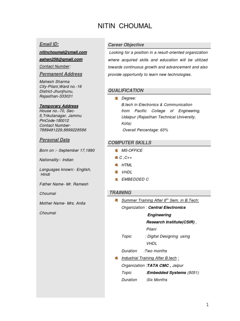Nitin Resume PDF | PDF | Science And Technology | Computing