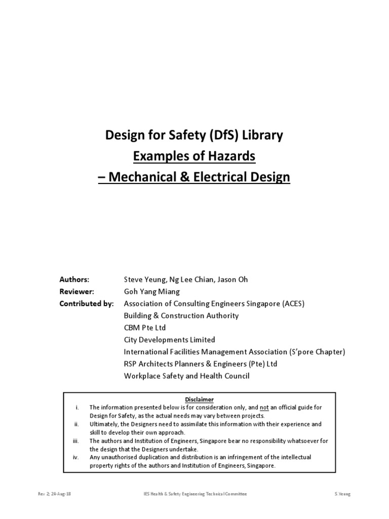 Design For Safety (DFS) Library Examples of Hazards - Mechanical ...
