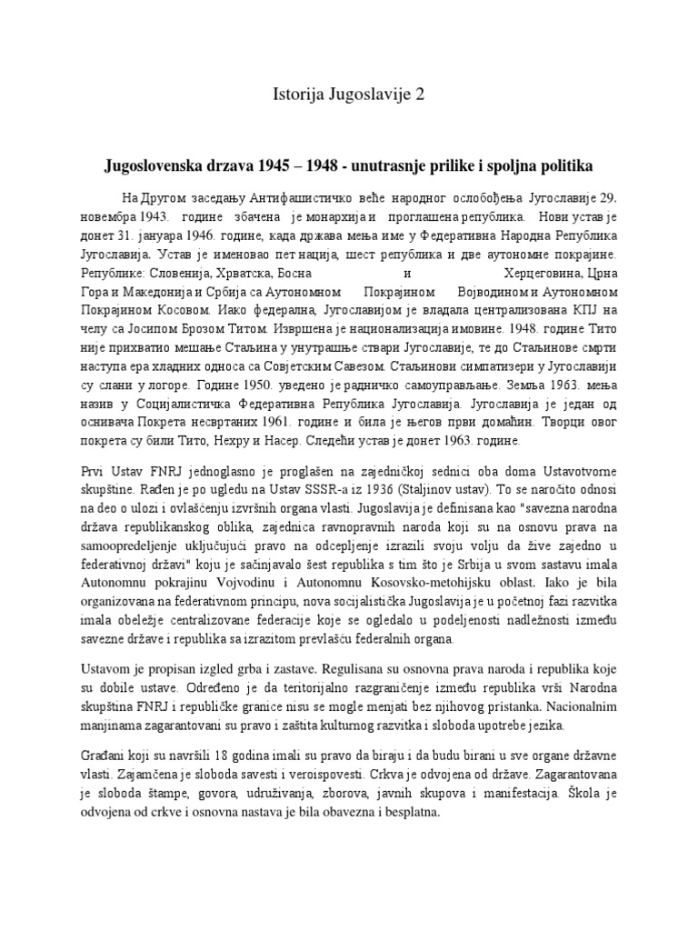 Istorija Jugoslavije 2 | PDF