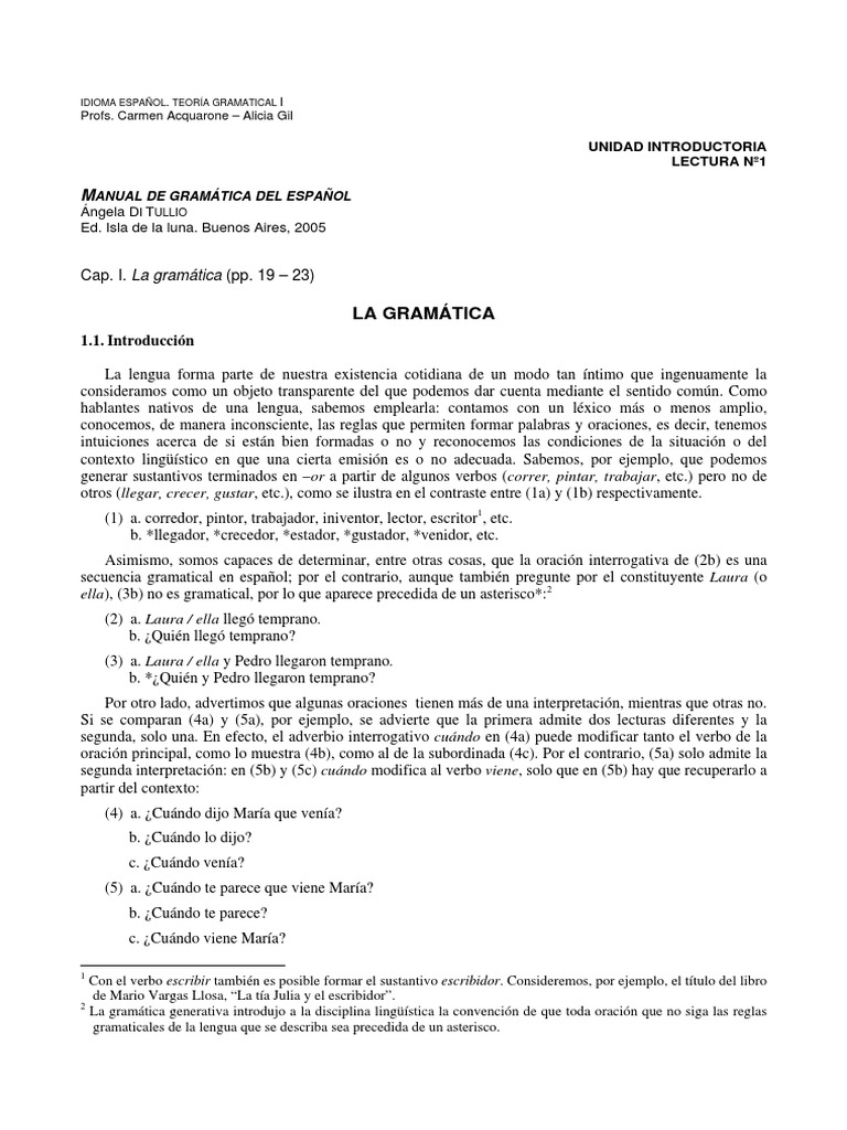 Manual de Gramática Del Español | PDF | Morfología (Lingüística) | Palabra