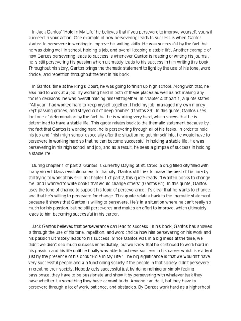 Hole in My Life Mid Unit Assessment Andrew | PDF | Cognition