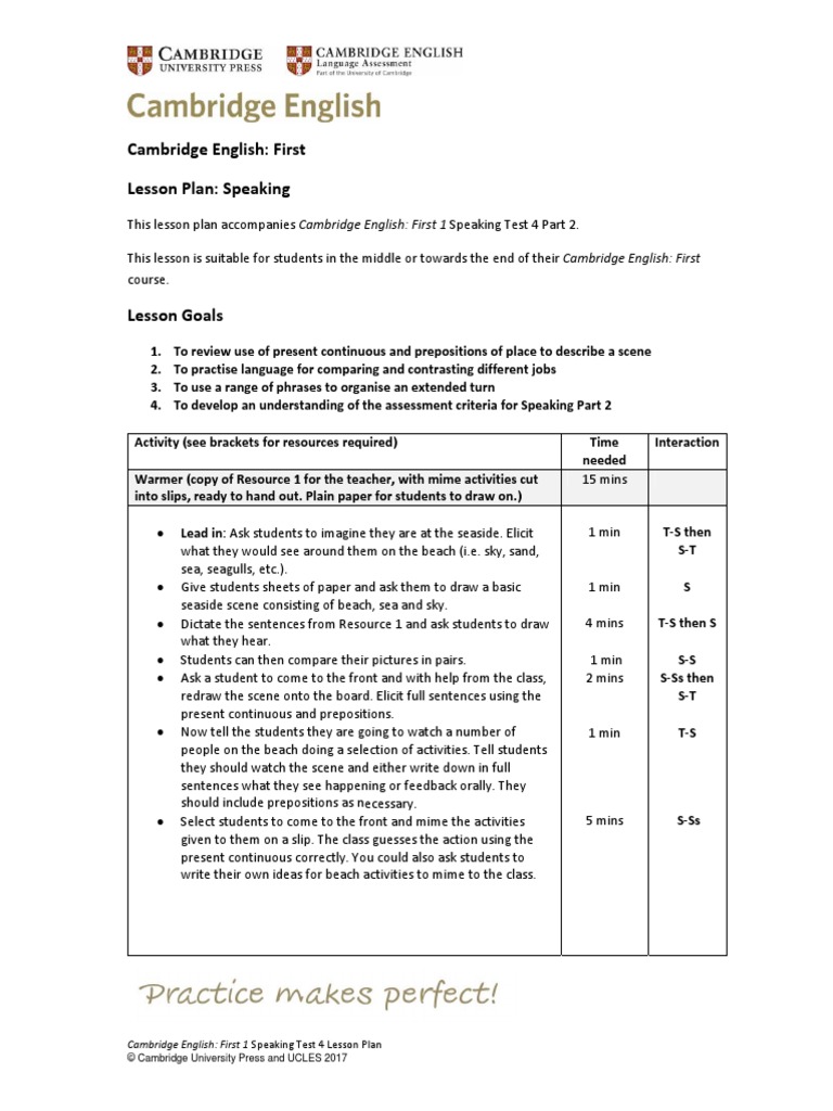 Practice Makes Perfect Speaking Lesson PDF | PDF | Question | English ...