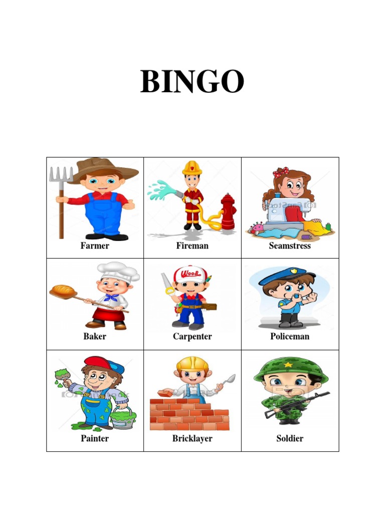 Occupation Bingo Game Template | PDF