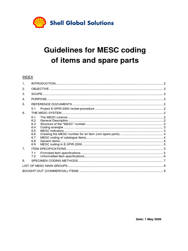 MESC Coding Guide for Spare Parts | PDF | Oil Well | Specification ...