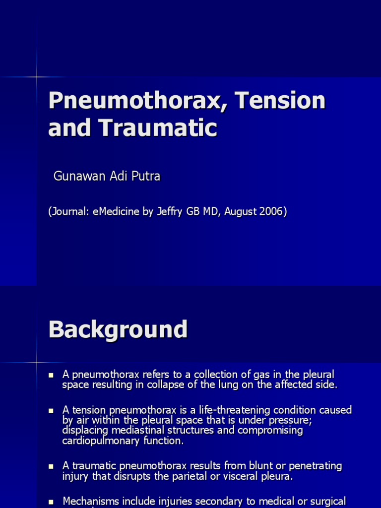 Tension Pneumothorax Overview and Management | PDF | Thorax | Lung