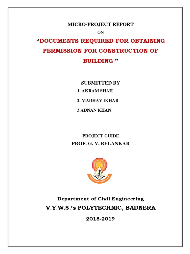 Building Construction Permission Documents | PDF