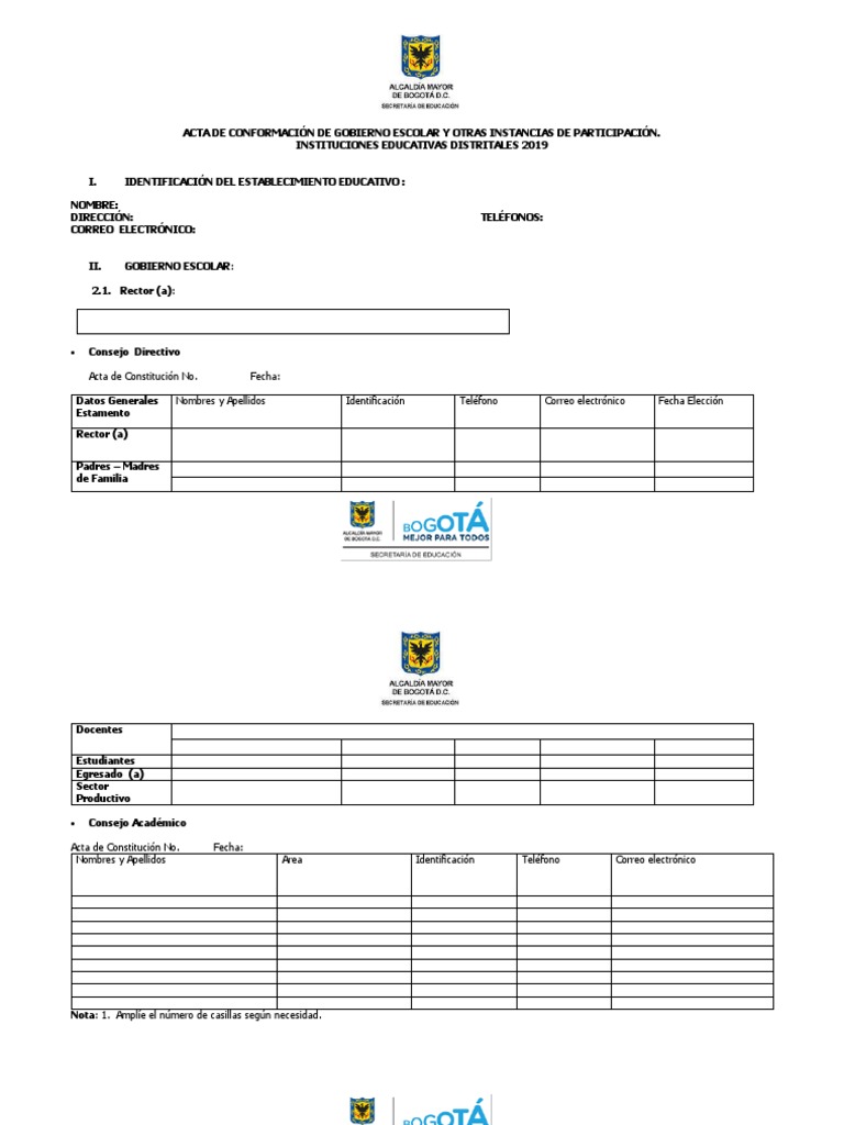 Acta de Conformacion Gobierno Escolar | PDF | Esfera pública | Gobierno