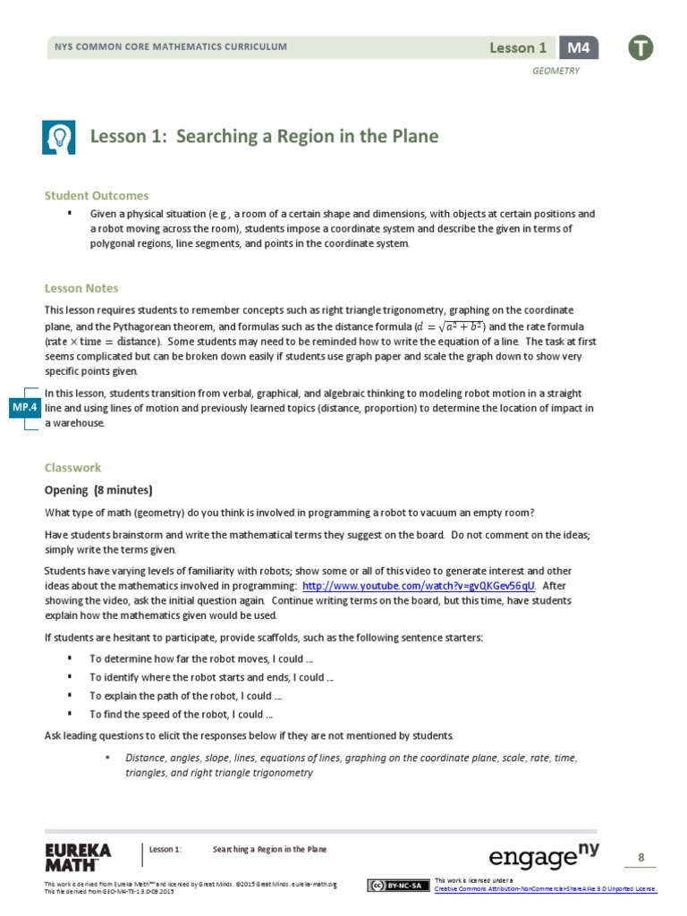 Geometry m4 Topic a Lesson 1 Teacher ١ | PDF | Distance | Line (Geometry)