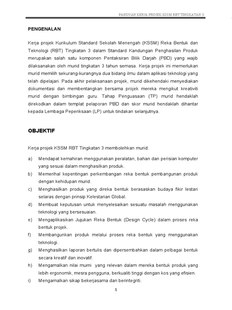 Panduan Kerja Kursus RBT | PDF