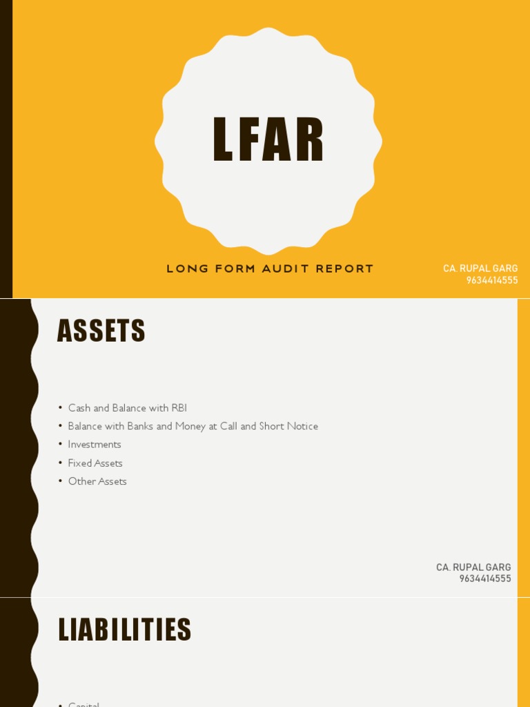 Long Form Audit Report: Ca. Rupal Garg 9634414555 | PDF | Reserve Bank ...