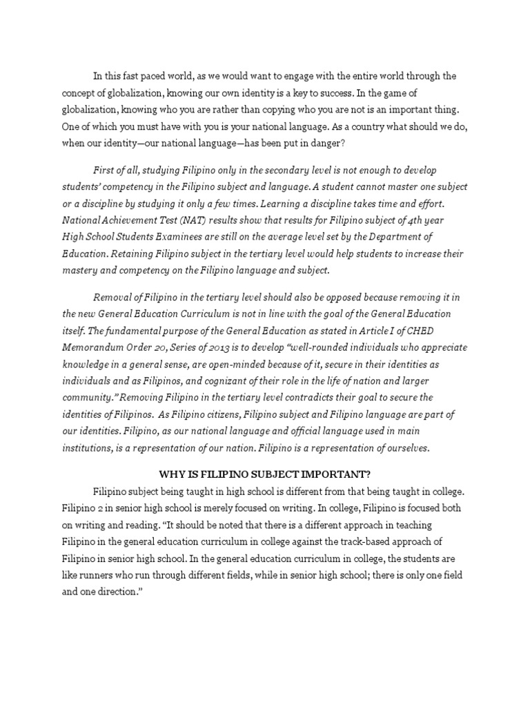 Why Is Filipino Subject Important? | PDF | Curriculum | Teaching