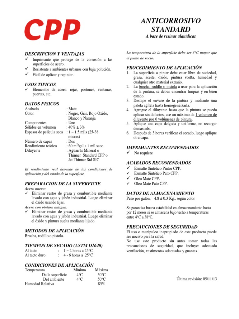 1301 Anticorrosivo Standard CPP1 | PDF | Pintar | Materiales