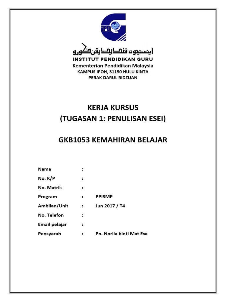 Contoh Template Tugasan Ipg | PDF