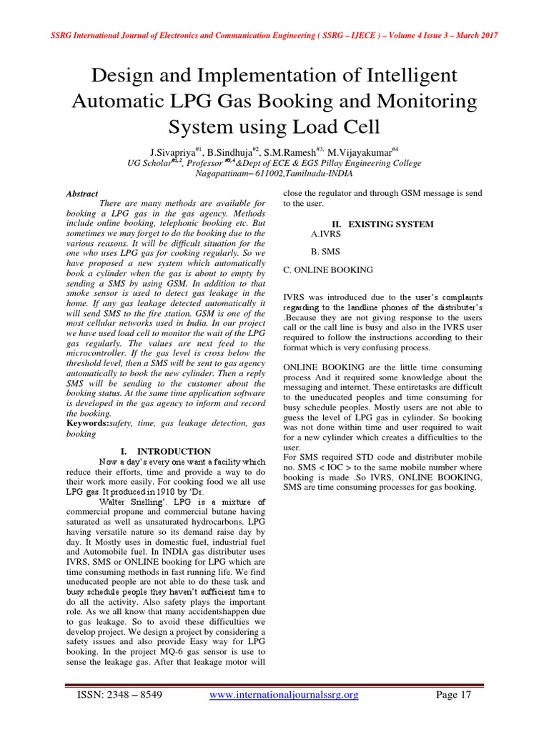 Design and Implementation of Intelligent Automatic LPG Gas Booking and ...