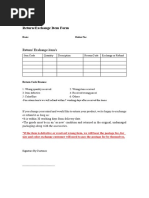 H&M Return Form | PDF