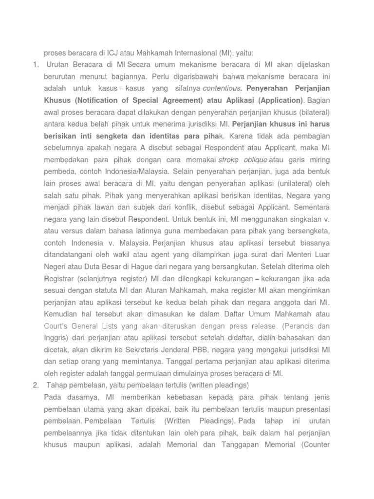 Proses Beracara di ICJ: Panduan Lengkap | PDF