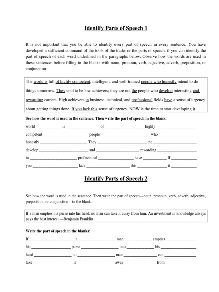 2 Identify Parts of Speech | PDF | Part Of Speech | Philology
