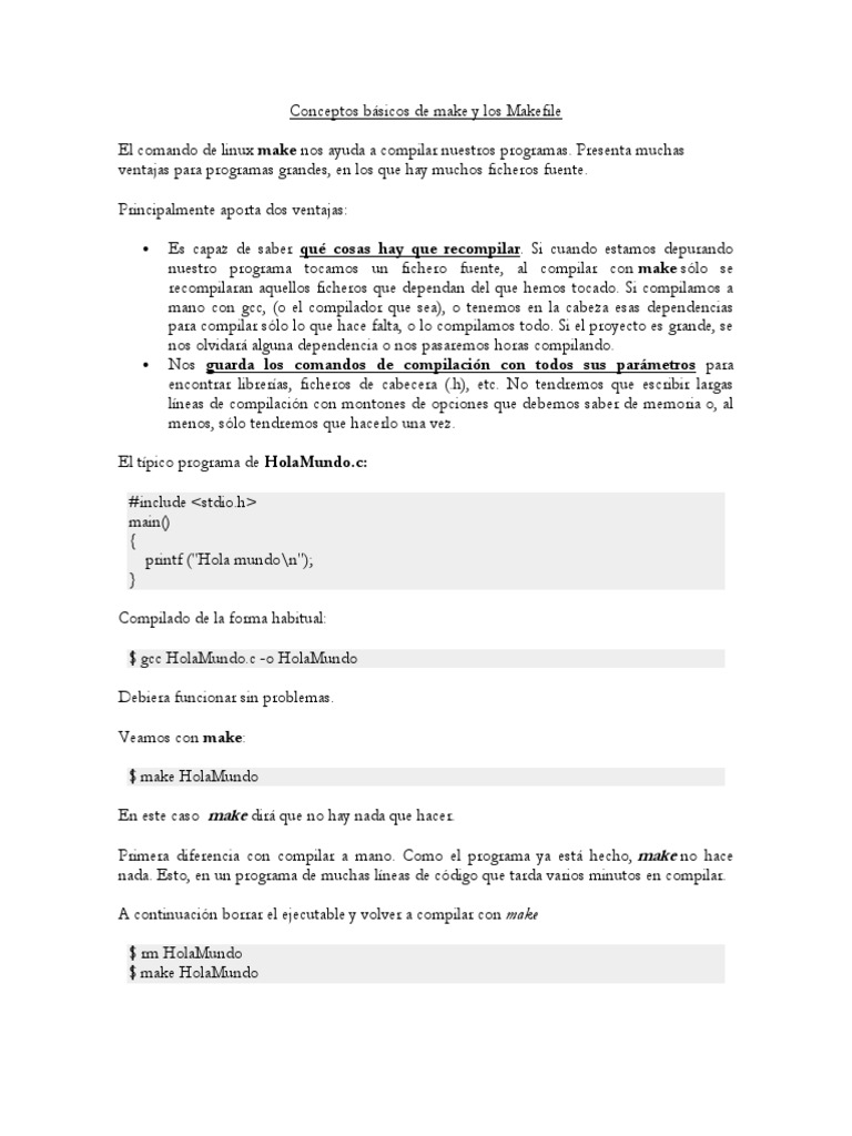 Conceptos Básicos de Make y Los Makefile | PDF | Software Unix | Software