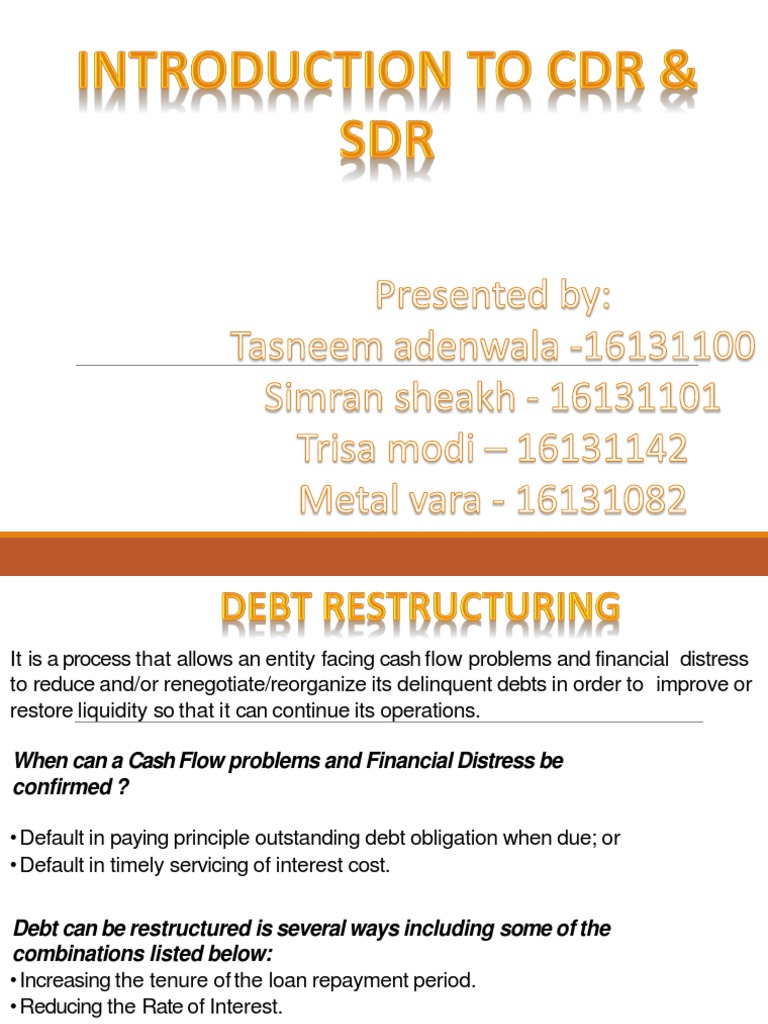 CDR & SDR Schemes | PDF | Loans | Debt