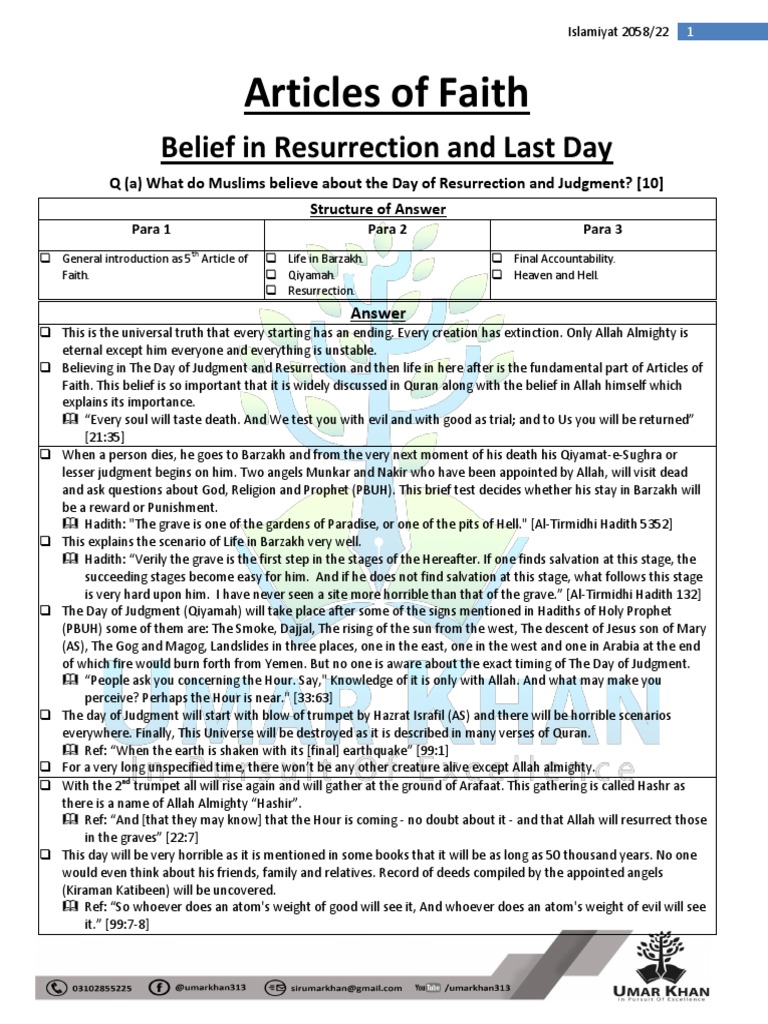 Beliefs in Resurrection and Predestination | PDF | Last Judgment | Theology