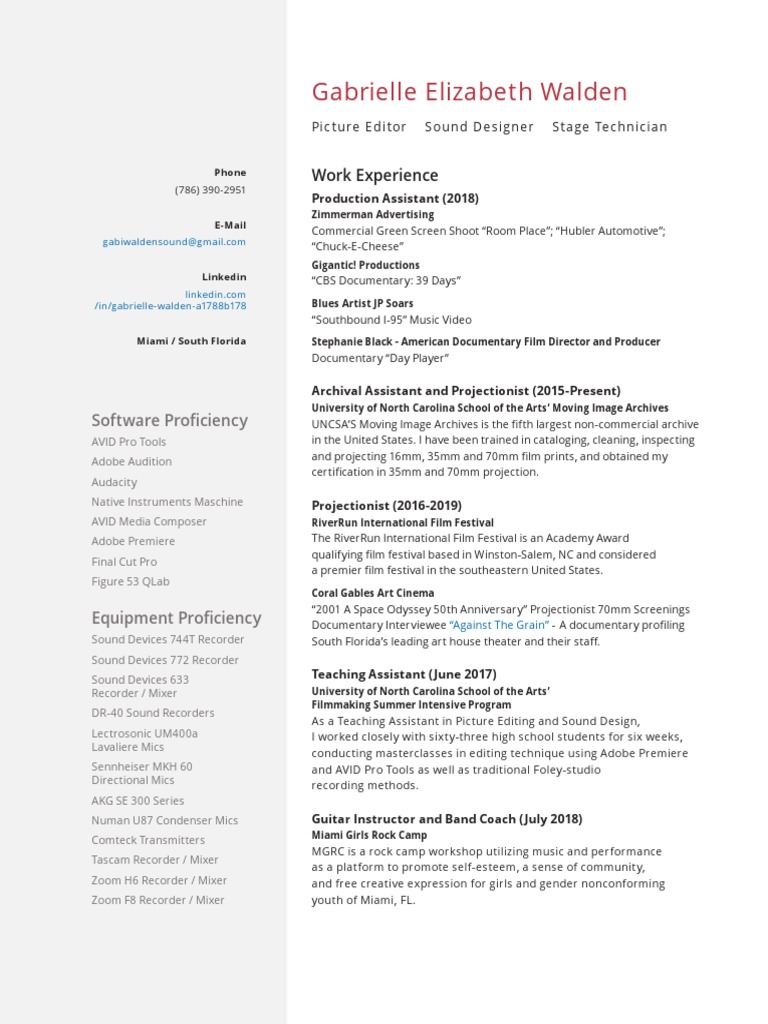 Gabrielle E. Walden Resume | PDF | Media Technology | Video