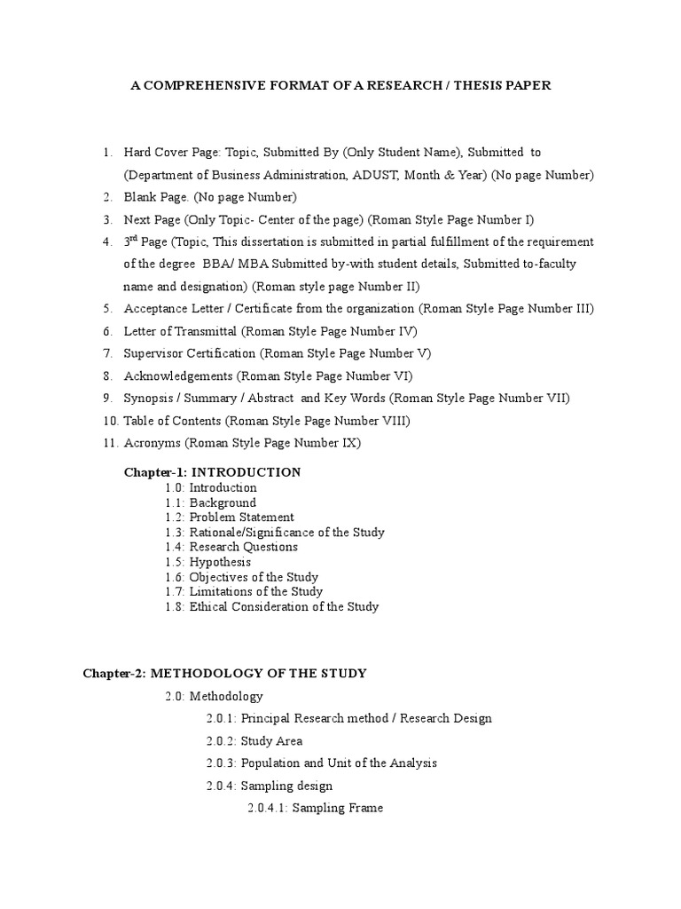 A Comprehensive Format of A Research Paper | PDF | Thesis | Evaluation ...