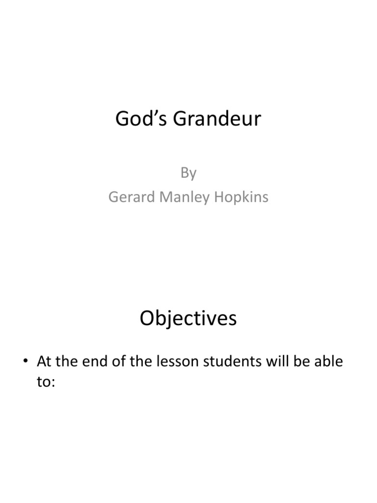 God's Grandeur | PDF | God | Theology