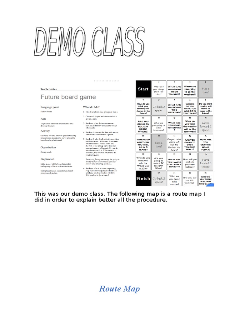 Route Map: This Was Our Demo Class. The Following Map Is A Route Map I ...