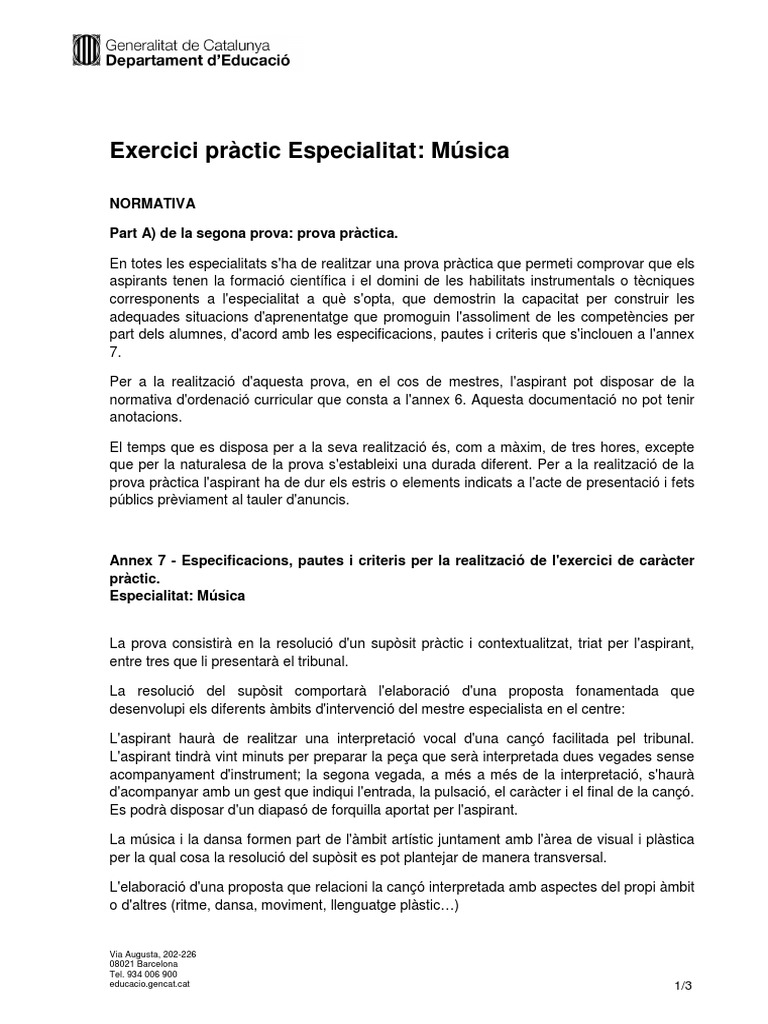 PROVA PRACTICA - Exemple de Suposit Practic - Musica | PDF