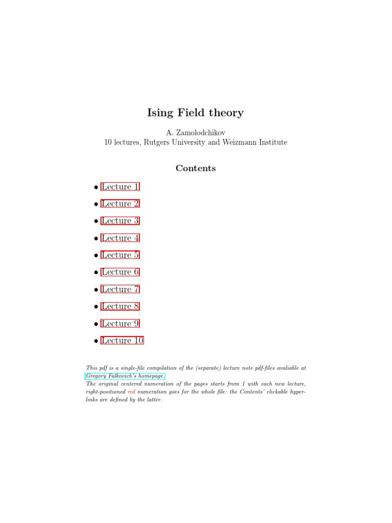 Ising Field Theory-Zamolodchikov | PDF