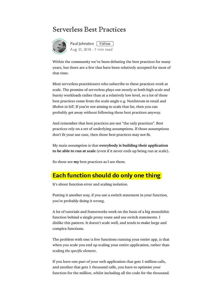 Serverless Best Practices - Paul Johnston - Medium | PDF | Library ... Serverless Best Practices - Paul Johnston - Medium | PDF | Library ...