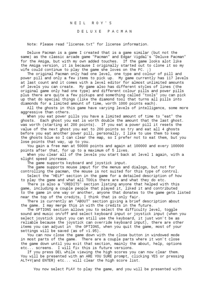 Deluxe Pacman | PDF | Microsoft Windows | Computer File