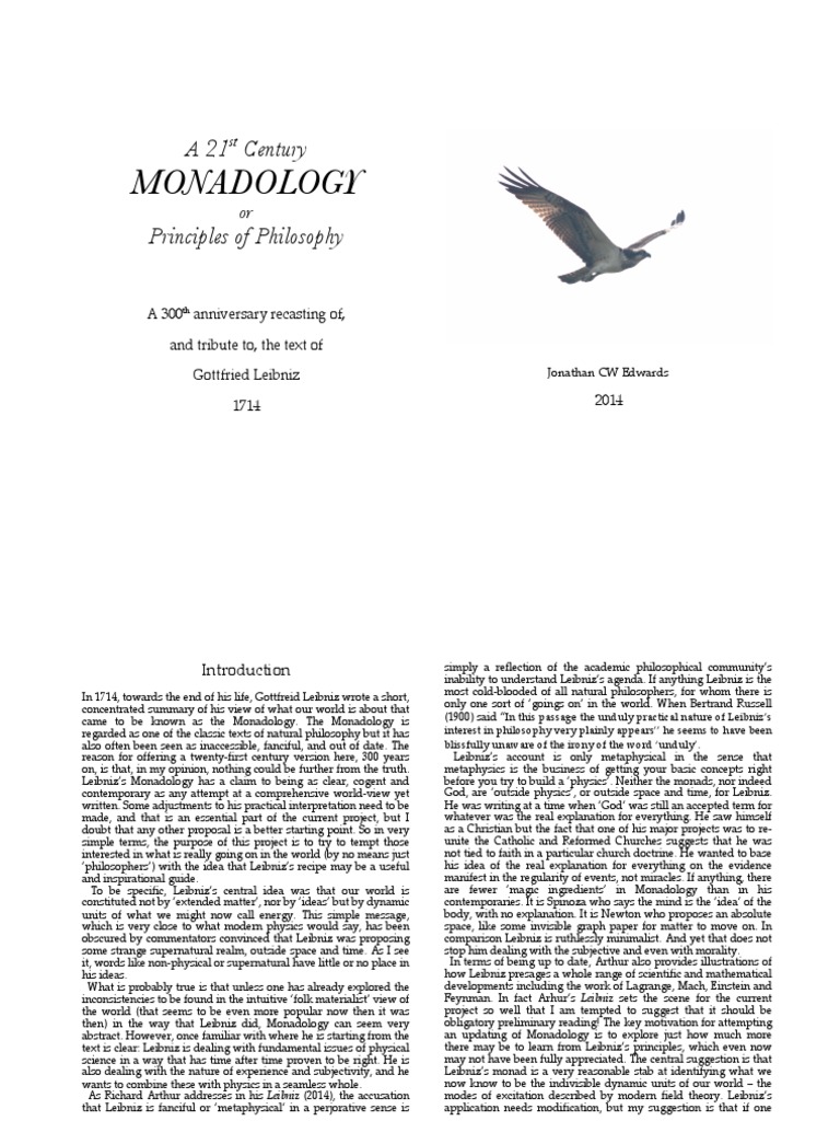 Monadology PDF | PDF | Gottfried Wilhelm Leibniz | Teaching Mathematics