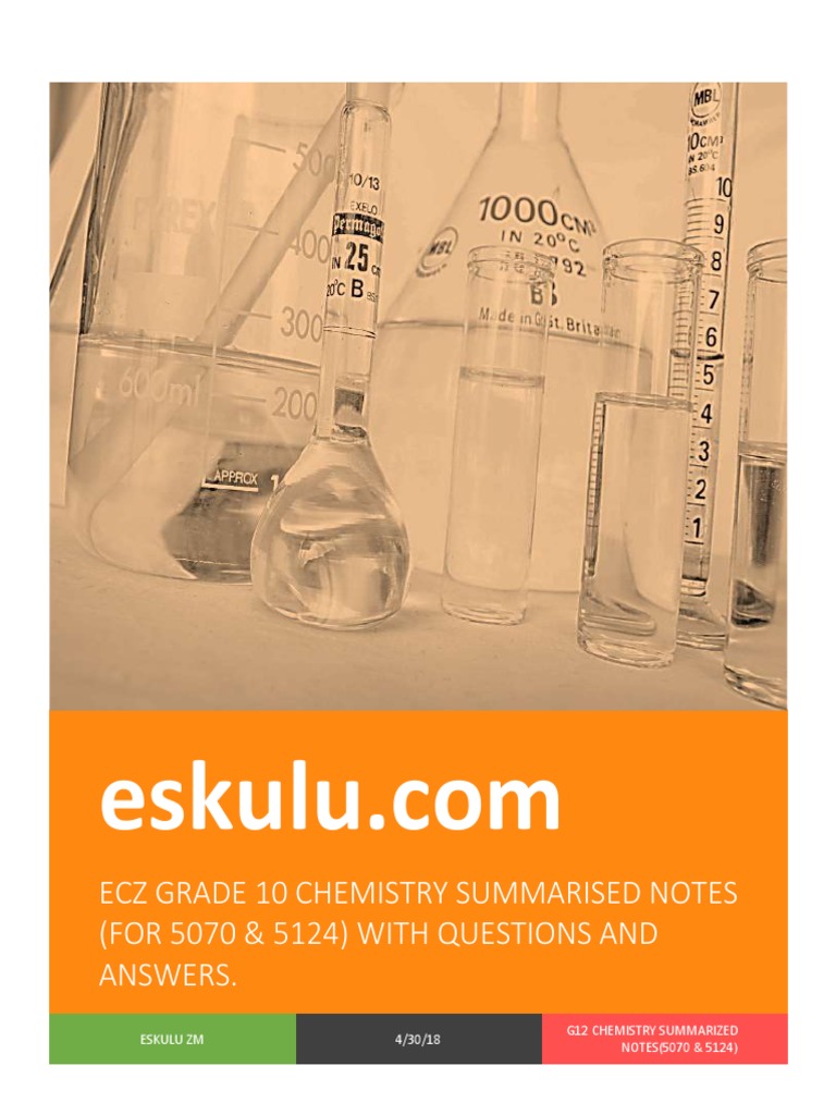 Grade 10 Chemistry Summary Notes | PDF | Solution | Solubility