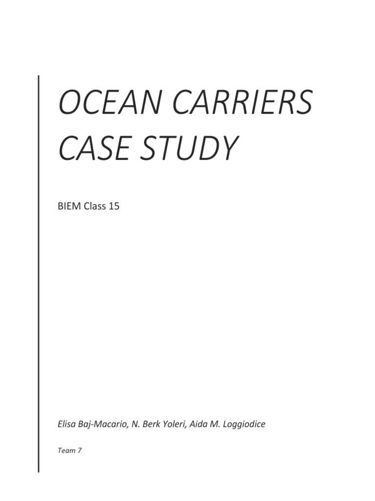 Ocean Carriers Case Study | PDF | Ships | Taxes