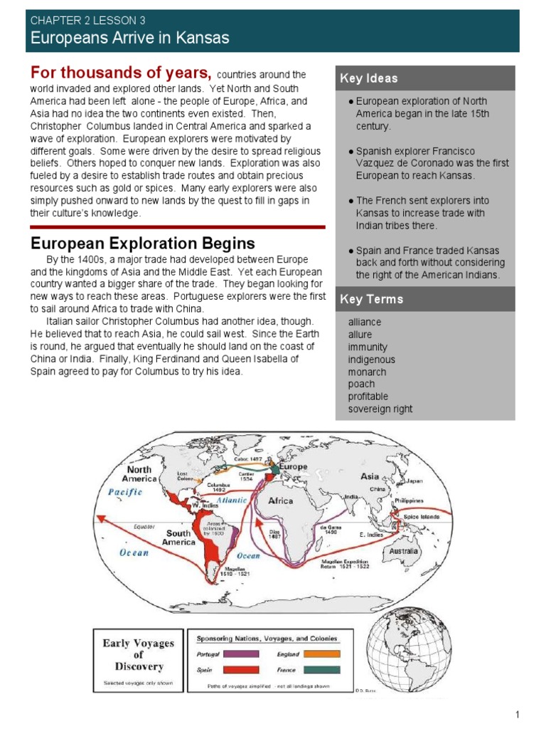 Lesson 3 - Europeans Arrive in Kansas | PDF | Christopher Columbus