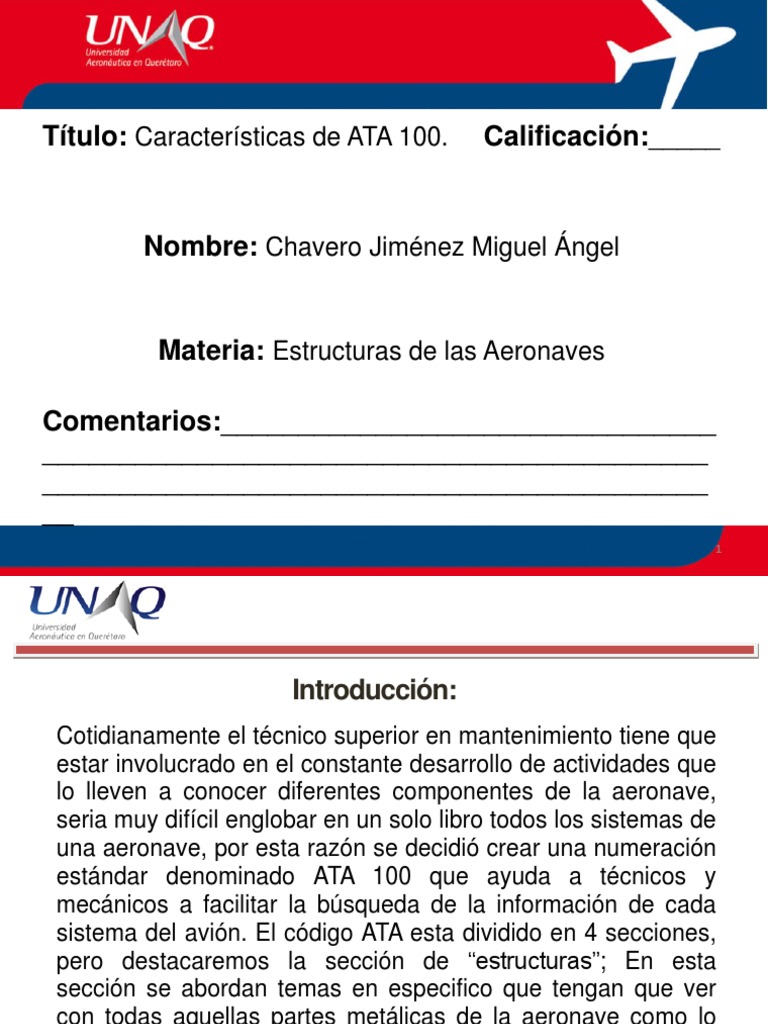 Caracteristicas ATA 100 | PDF | Aviación | Aeronave
