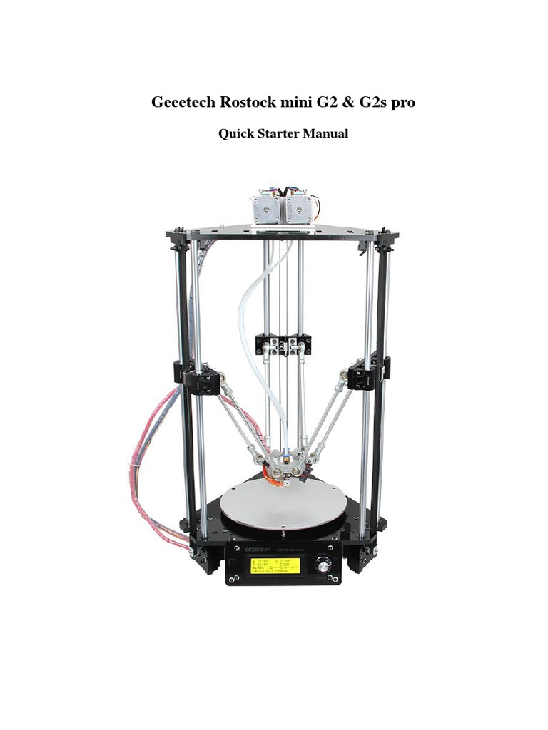 Rostock Mini G2/G2s Pro Setup Guide | PDF | Arduino | Cartesian ...