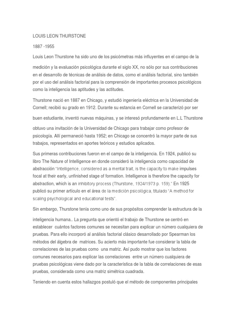 LOUIS LEON THURSTONE creador de caras.docx | Inteligencia | Sicología y ...
