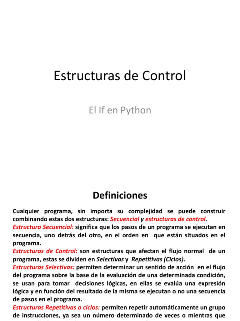 Estructuras de Control Python Caso IF | PDF | Flujo de control | Python ...