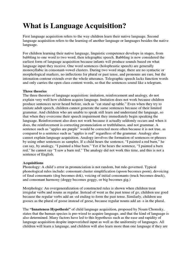 Understanding Language Acquisition Stages | PDF | Language Acquisition ...
