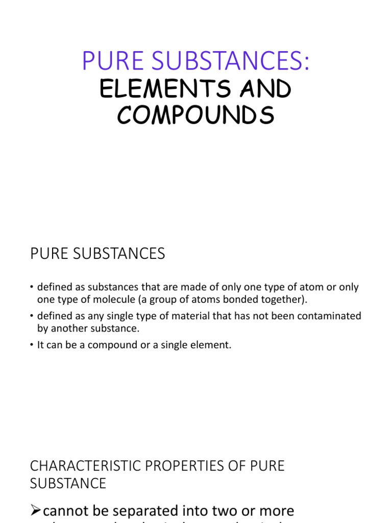 Pure Substances:: Elements and Compounds | PDF | Chemical Elements ...