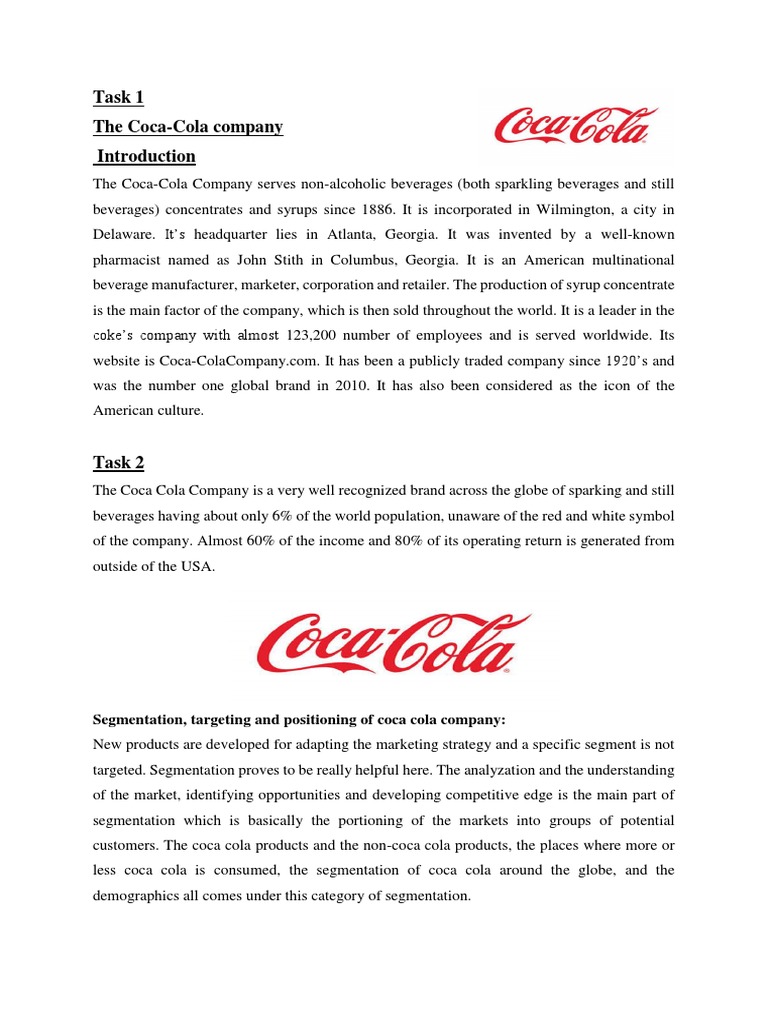 Assignment Coca Cola | PDF | Coca Cola | The Coca Cola Company