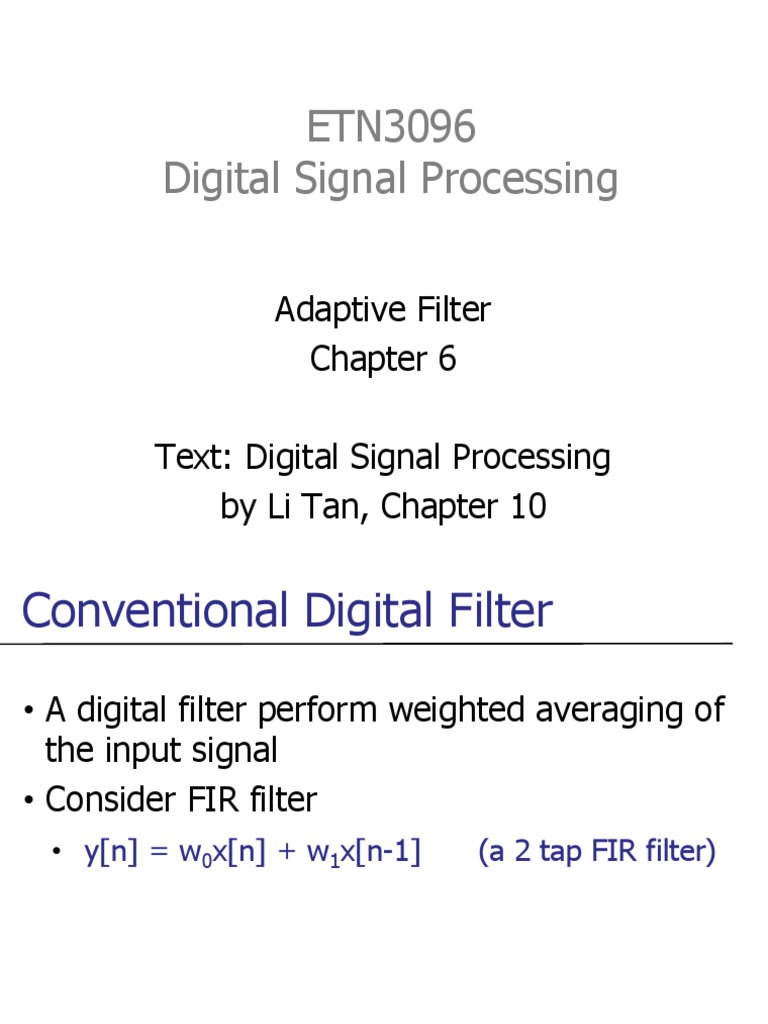 Adaptive Filters in Digital Signal Processing | PDF