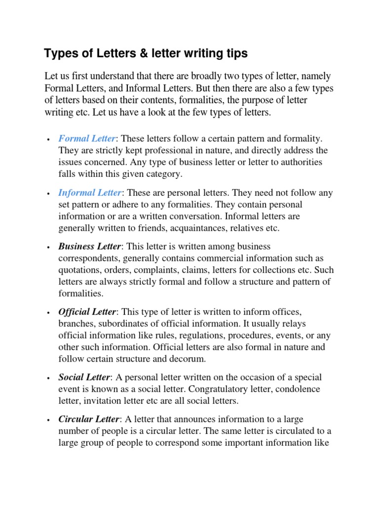 Types of Letters | PDF | Information | Human Communication