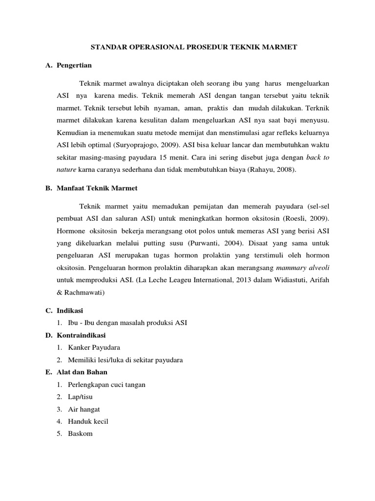 Standar Operasional Prosedur Teknik Marmet | PDF