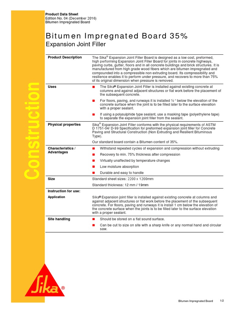 Bitumen Impregnated Board | PDF | Asphalt | Concrete