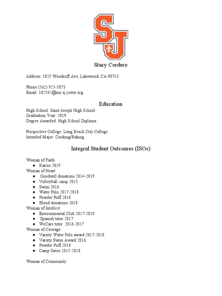 Stacy Resume | PDF | Sports & Recreation
