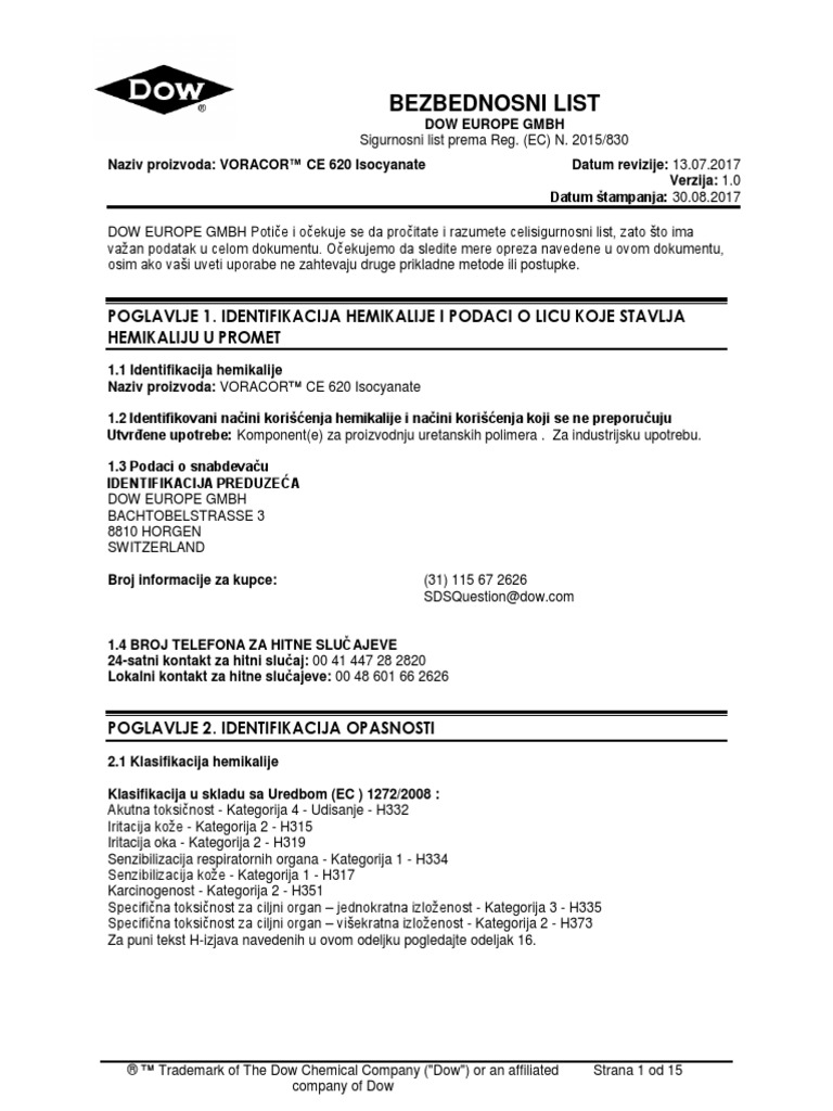 VORACOR™ CE 620 Isocyanate | PDF | Nature