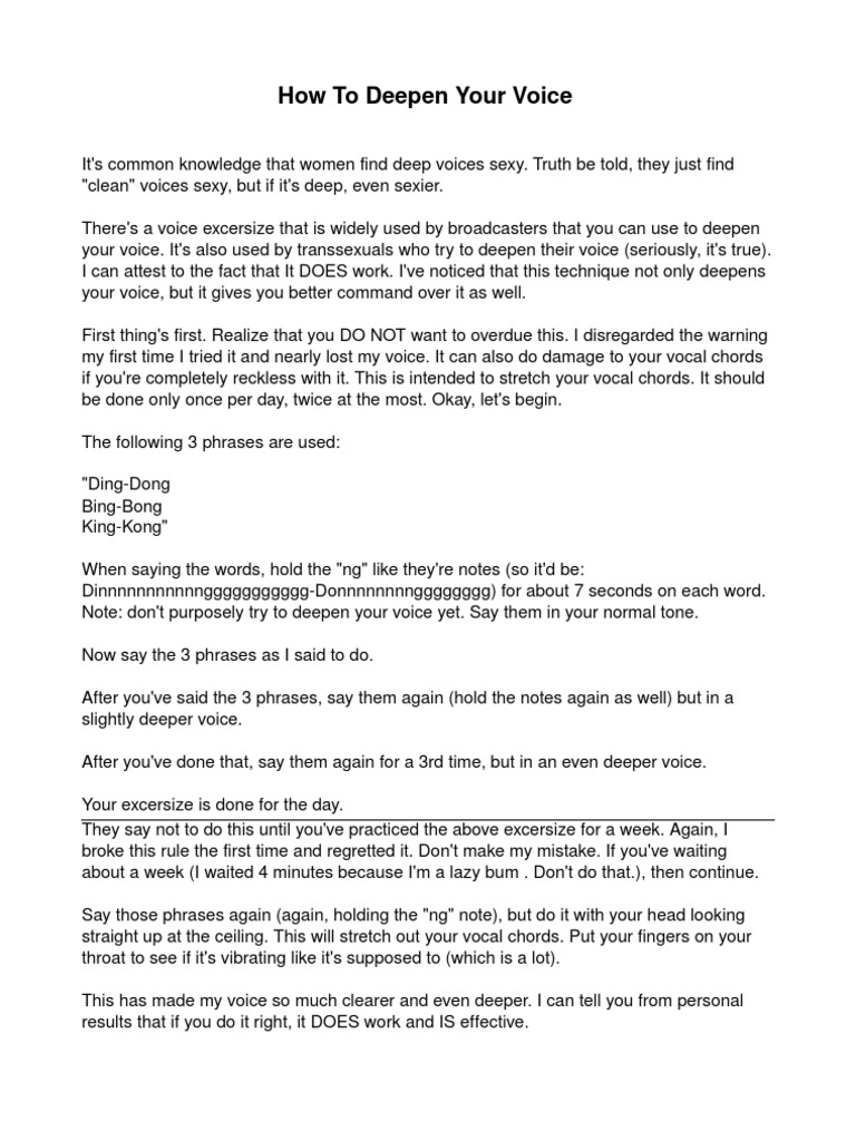 How To Deepen Your Voice | PDF